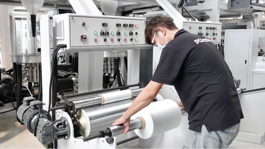 Twin Head Blown Film Machine - One extruder, two die heads